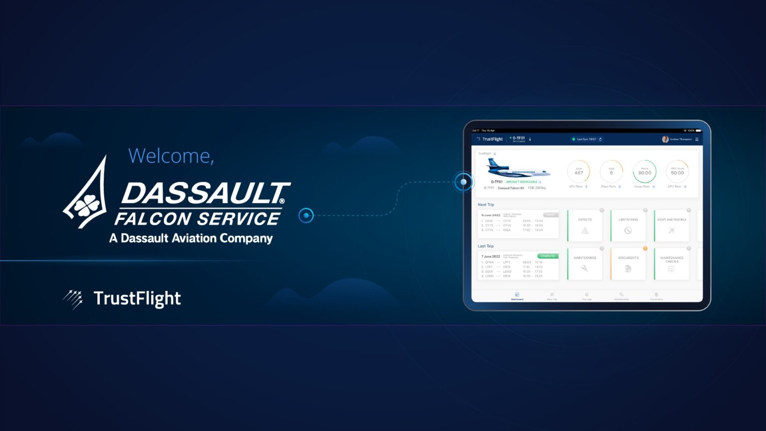 Dassault Falcon Service Goes Digital with TrustFlight Electronic Logbook | TrustFlight